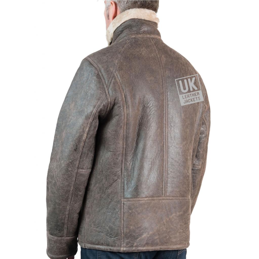 Mens Shearling Sheepskin Flying Jacket - Whistler - Vintage Matt Brown ...