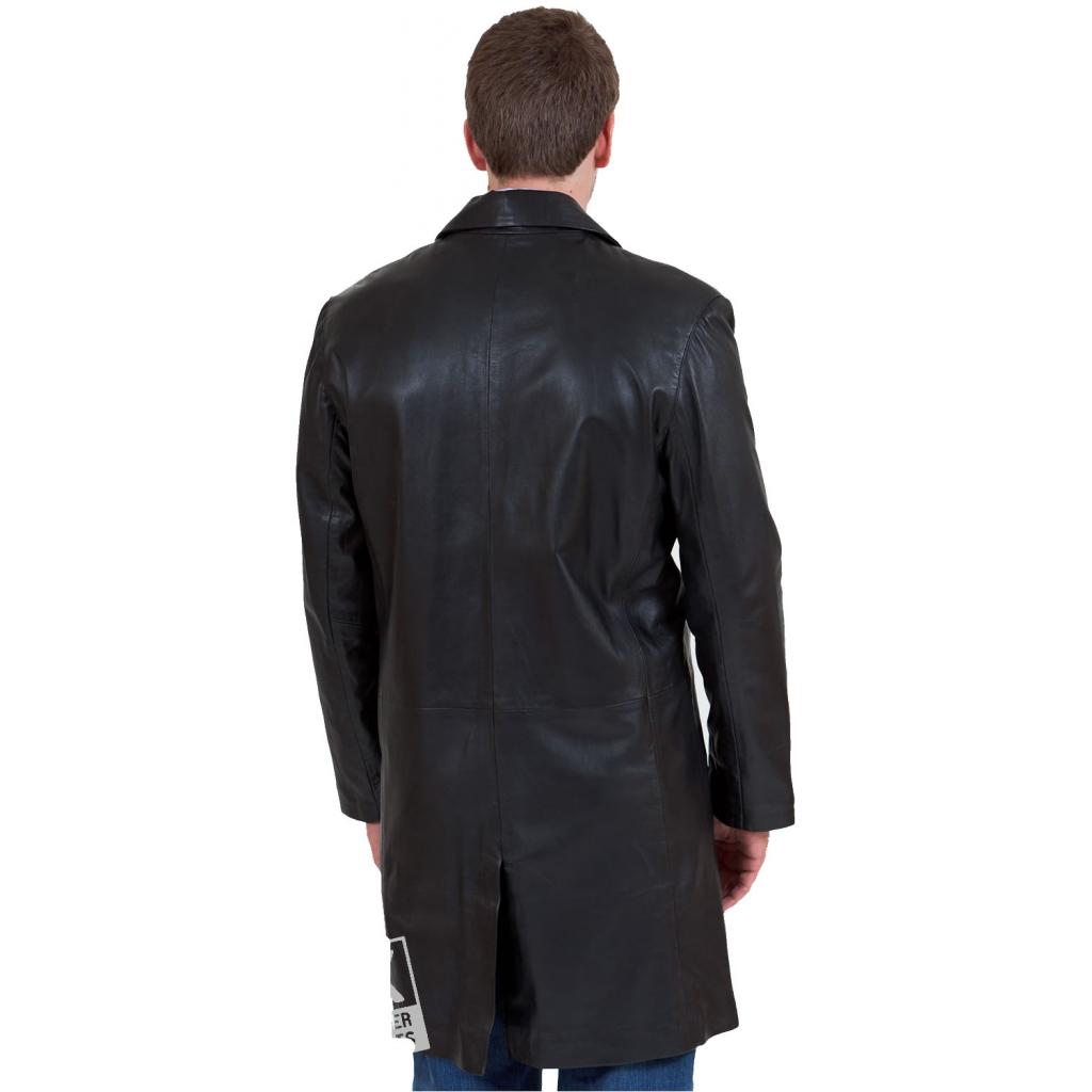 Mens 3/4 Length Black Leather Coat - Fynn | UK Leather Jackets