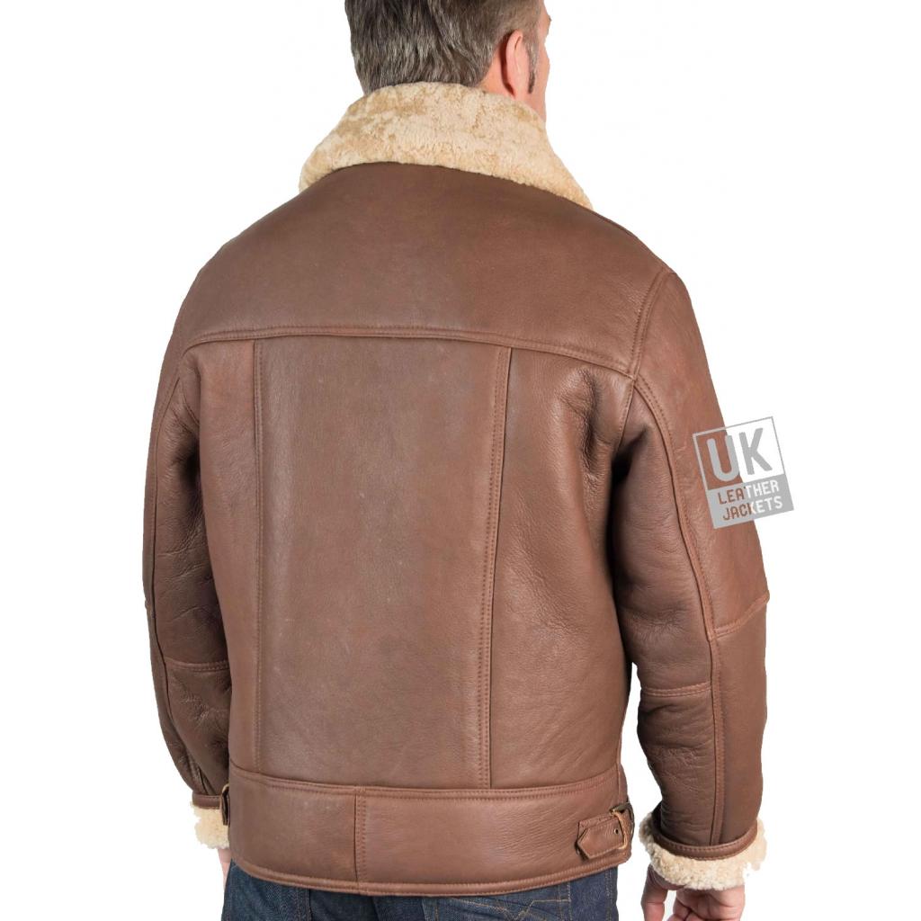 Mens Sheepskin Flying Jacket - Calibre - Chestnut Tan