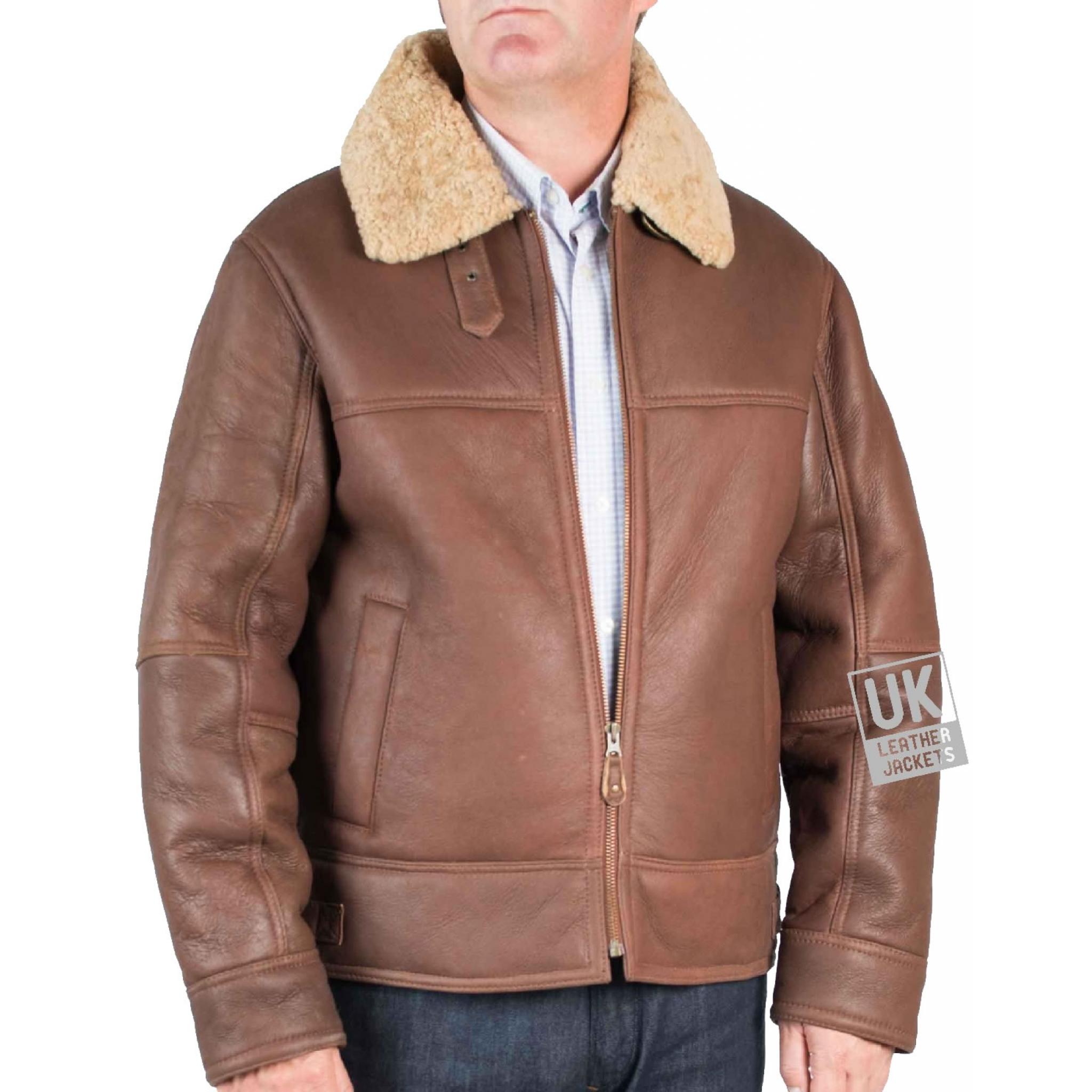Mens Sheepskin Flying Jacket - Calibre - Chestnut Tan