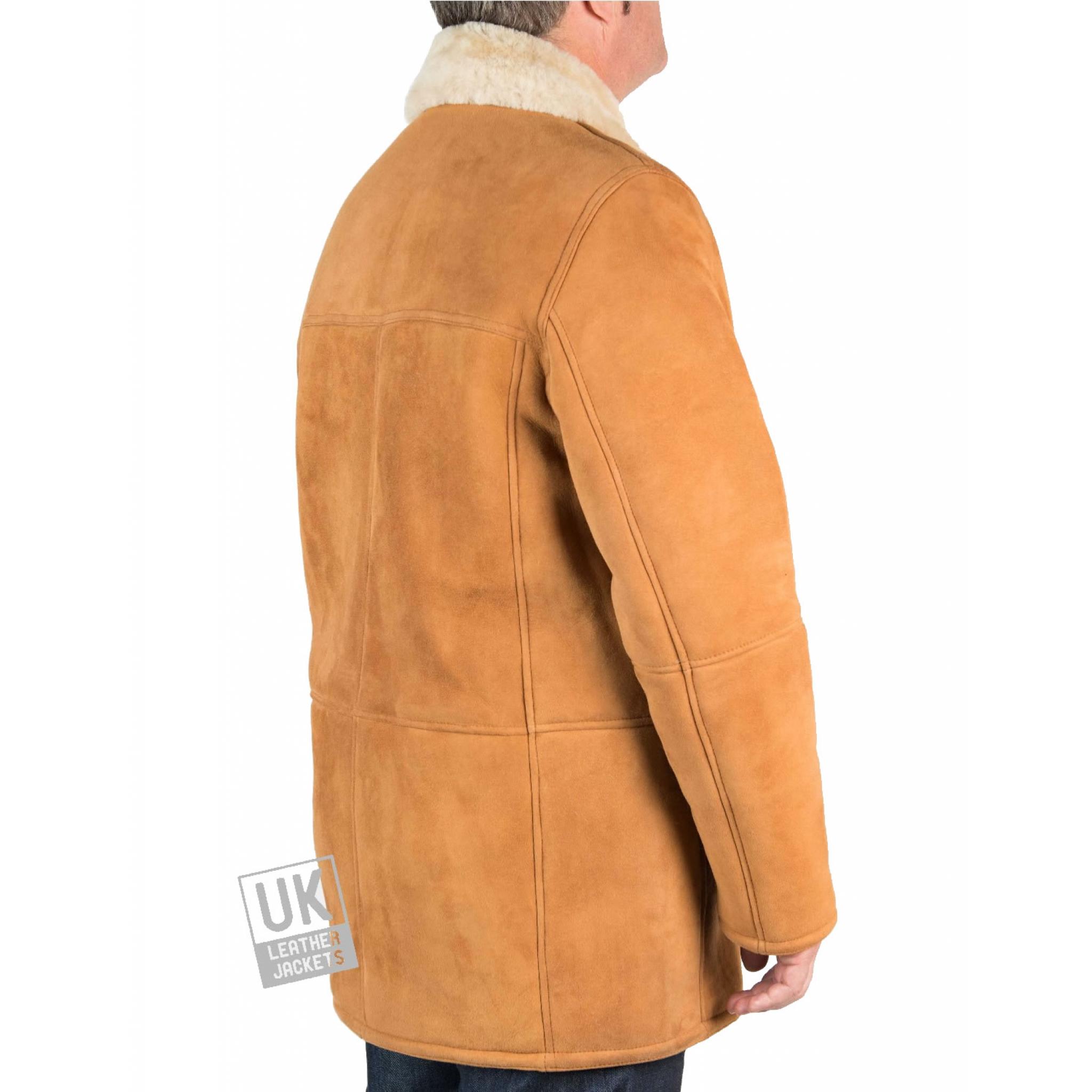 Mens Shearling Sheepskin 3/4 Length Coat - Sunningdale - Tan - Superior ...