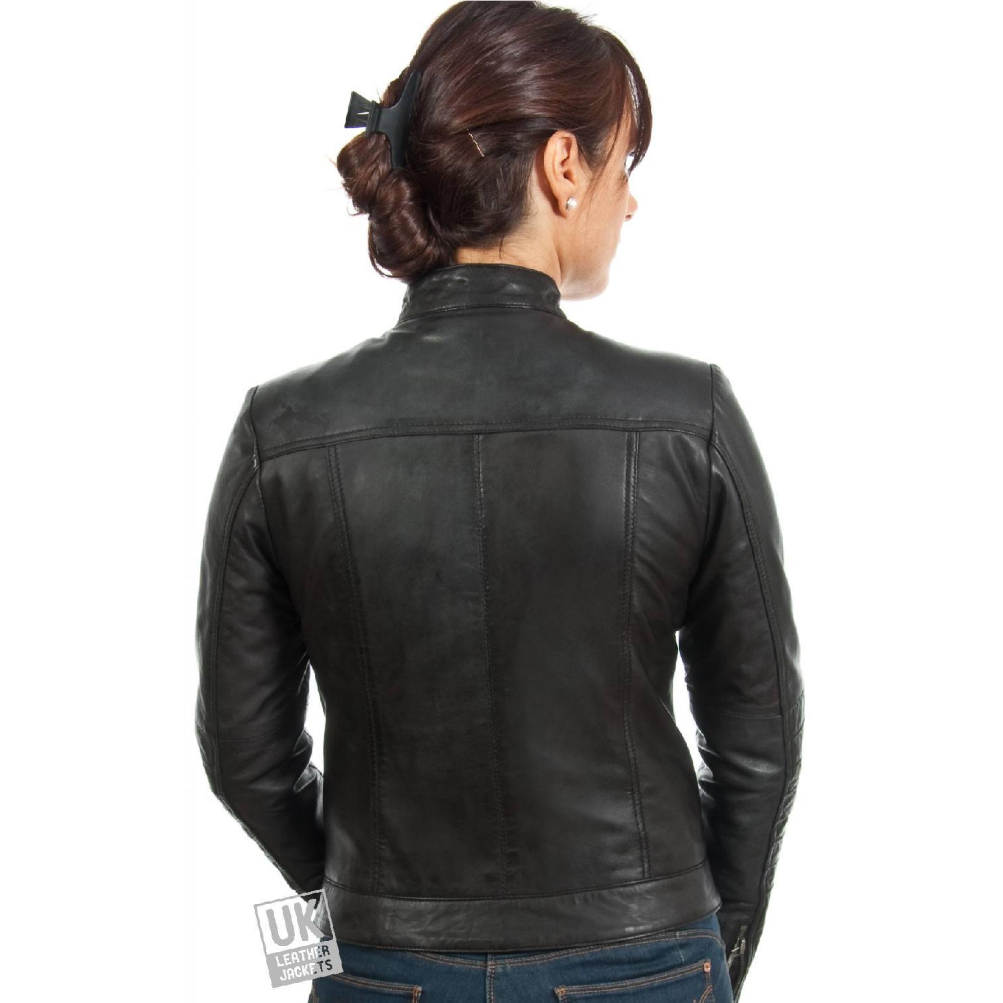 Ladies Black Leather Jacket - Lima I | Free UK Delivery
