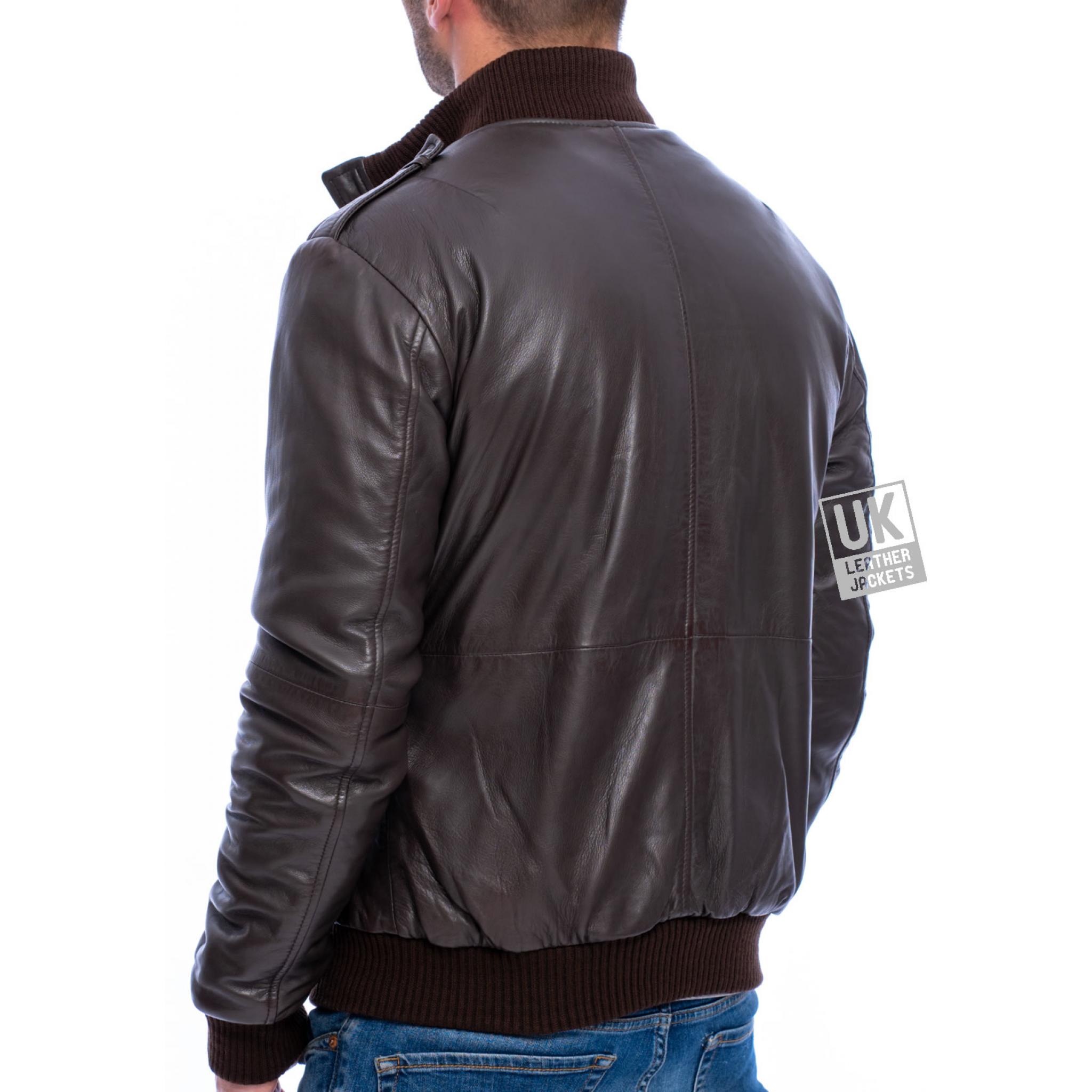 Mens Brown Leather Bomber Jacket - Pinnacle | UK Leather Jackets