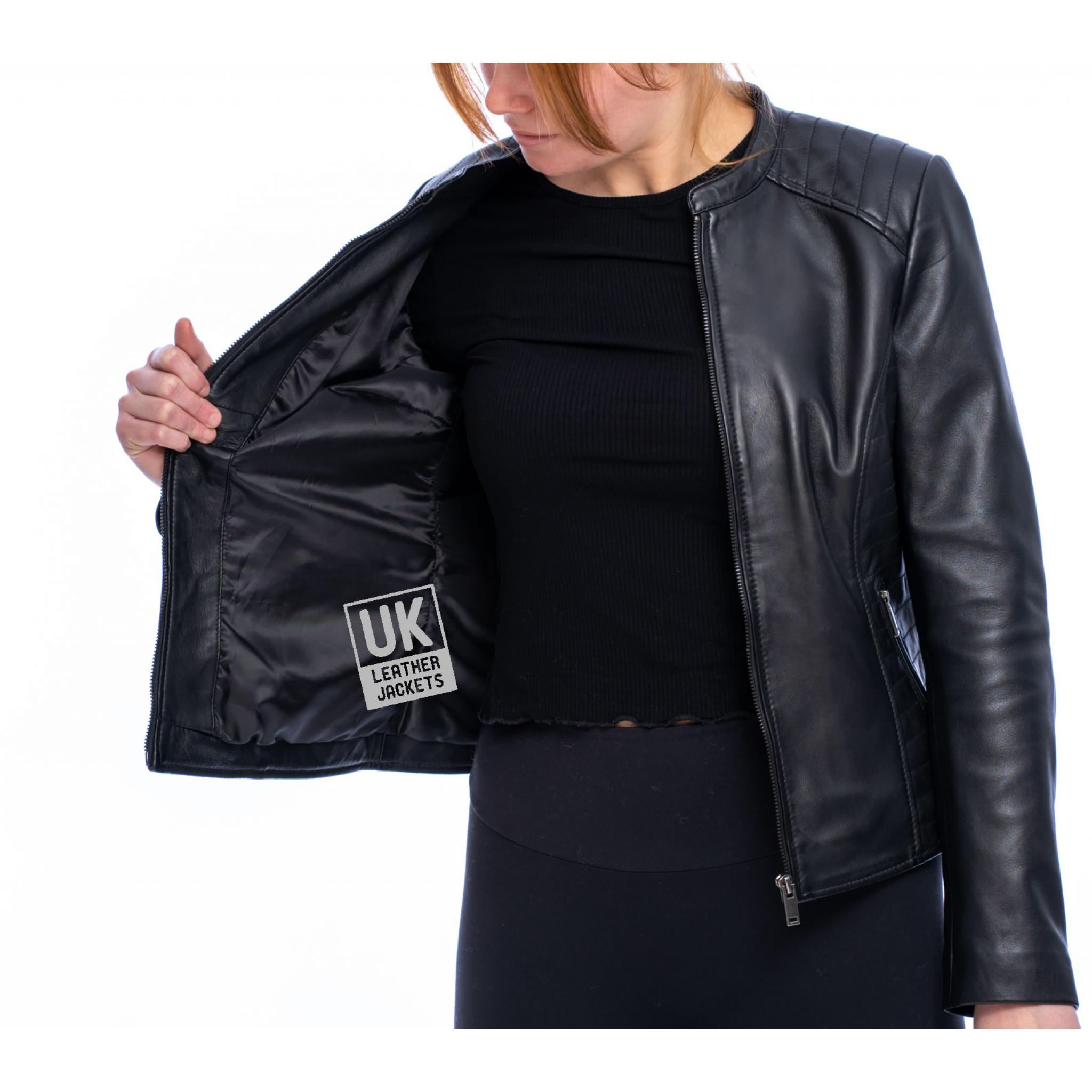 Womens Black Leather Jacket - Purdy | Free UK Delivery